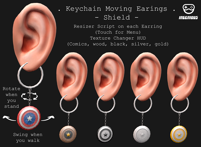 Second Life Marketplace - [Ingenious] Keychain Earring Shield (Wear)